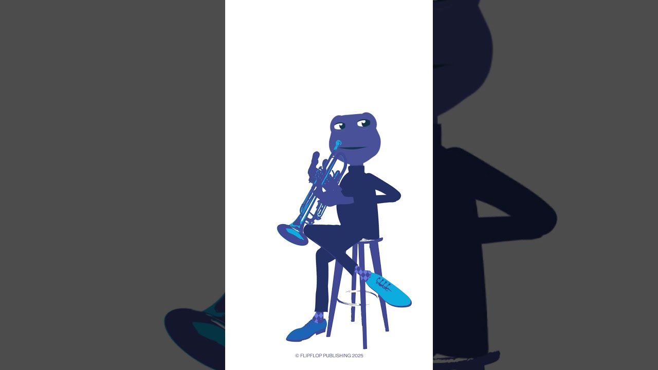 Blue frog plays #trumpet #animation #jazz #trumpetplaying