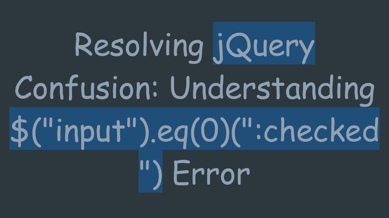 Resolving jQuery Confusion: Understanding $(