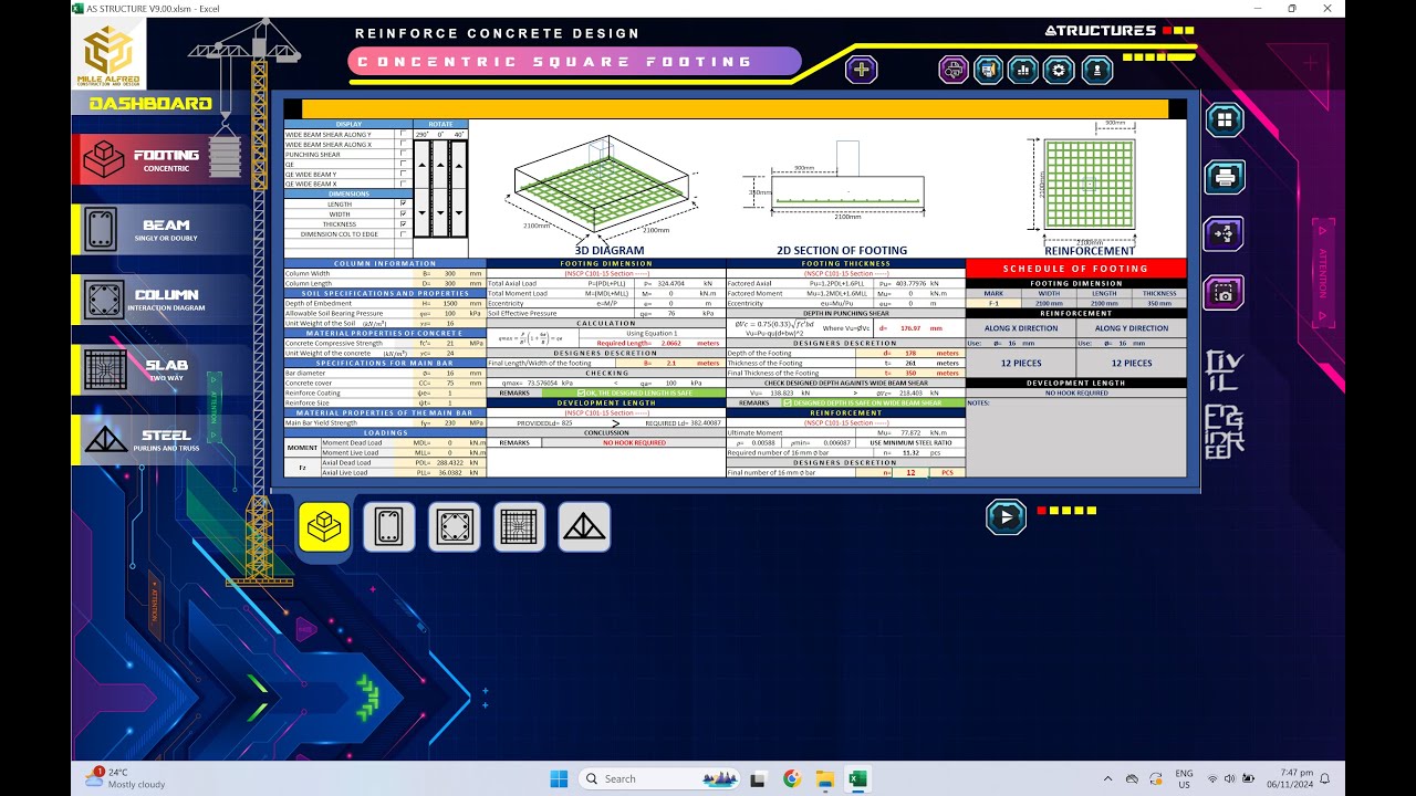 AS STRUCTURES Tutorial: Structural Engineering Footing Design Spreadsheet
