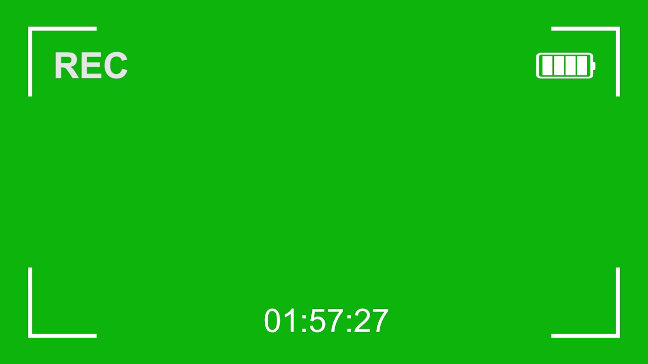 Video Camera Recording Frame Green, Black & Blue Screen