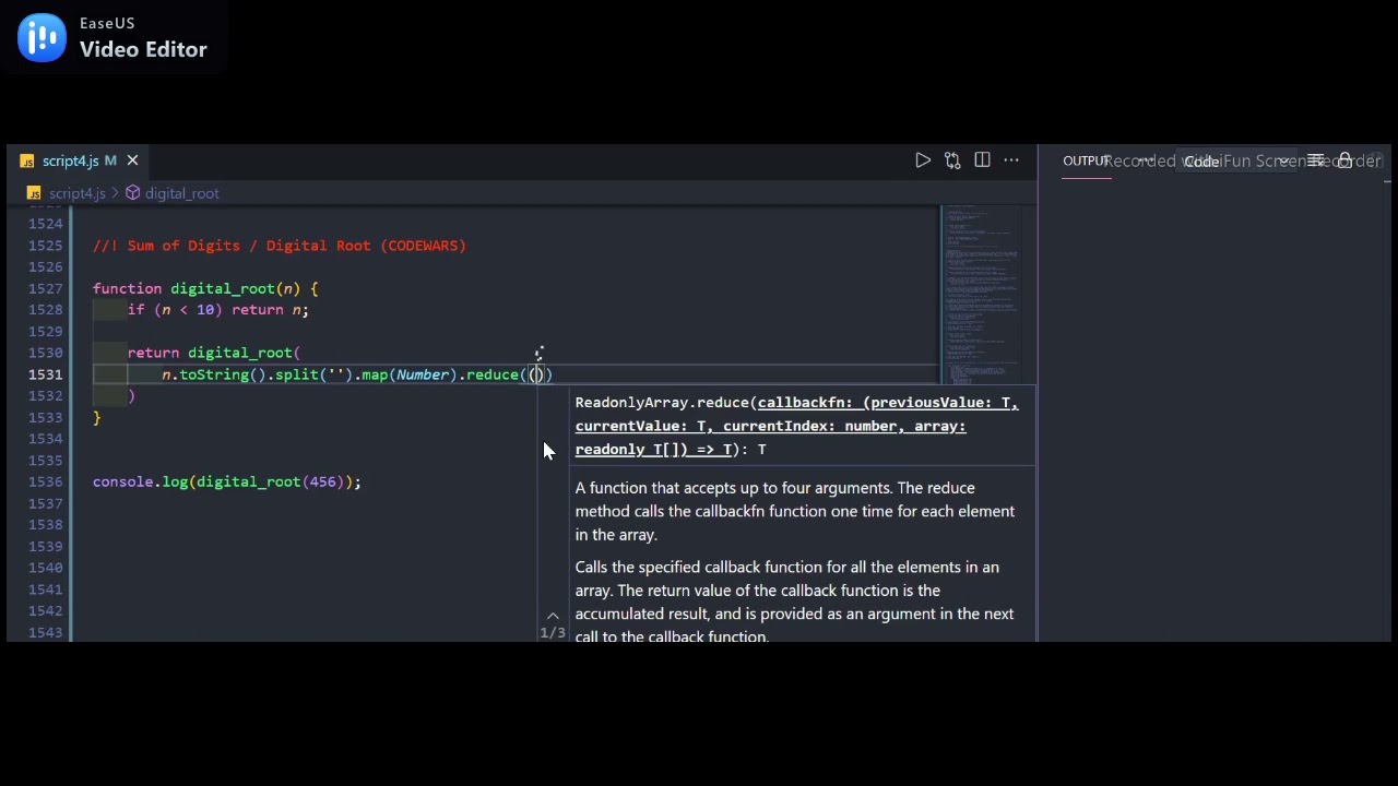 Sum of Digits / Digital Root - CODEWARS - 6Kyu - (JavaScript)