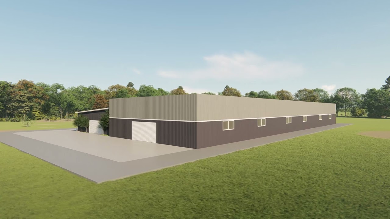 Commercial Metal Building - 3D Rendering