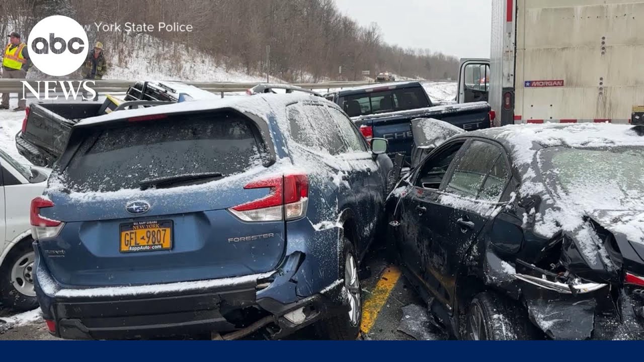 Powerful winter storm triggers multiple pileup crashes