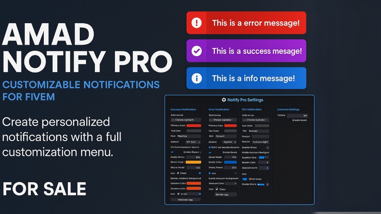 Amad Notify Pro 🌟 Transform Your FiveM Server with Stunning Custom Notifications | Notify Pro
