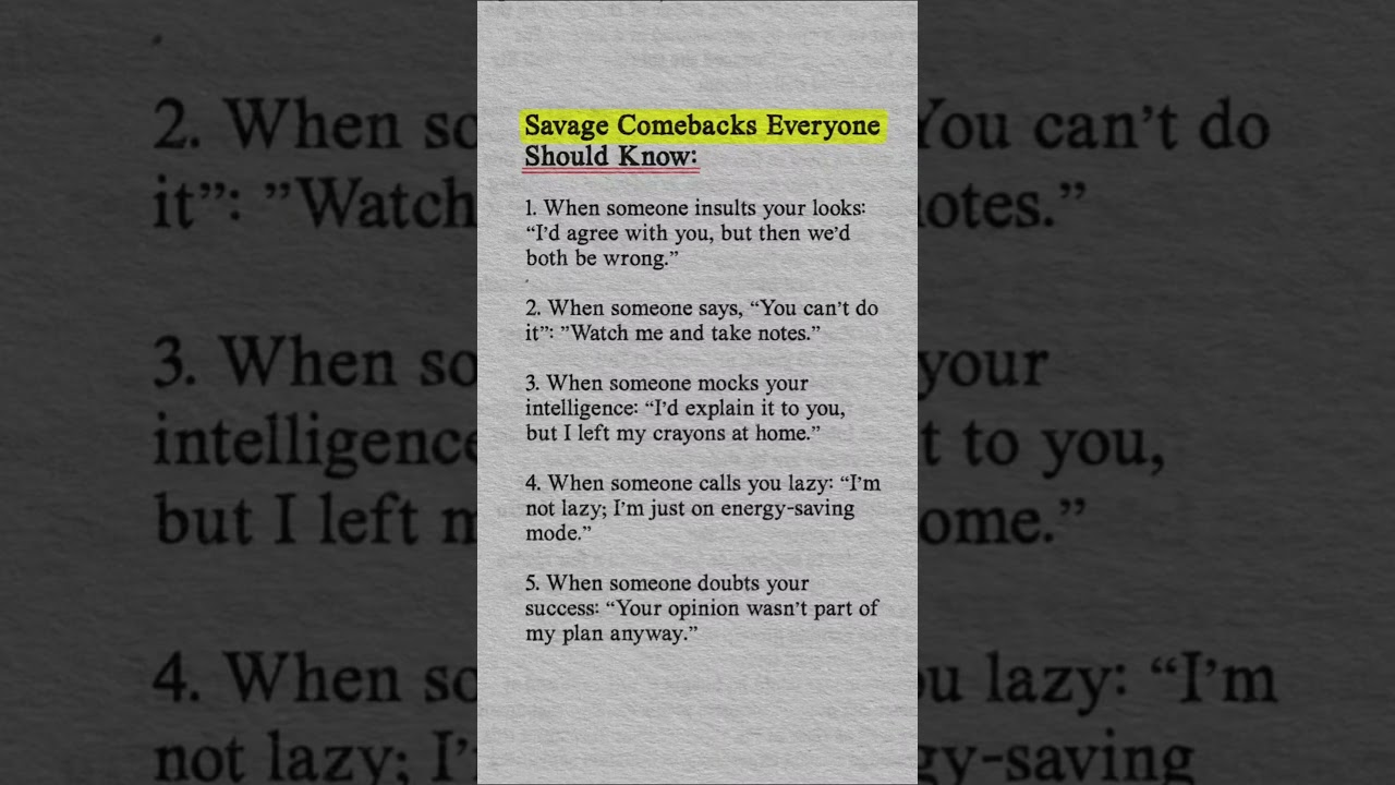 5 Brutal Comebacks That Leave Bullies Speechless!