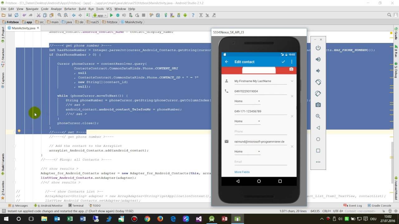 Android Studio #14: Read Contacts and Fill into a ListView