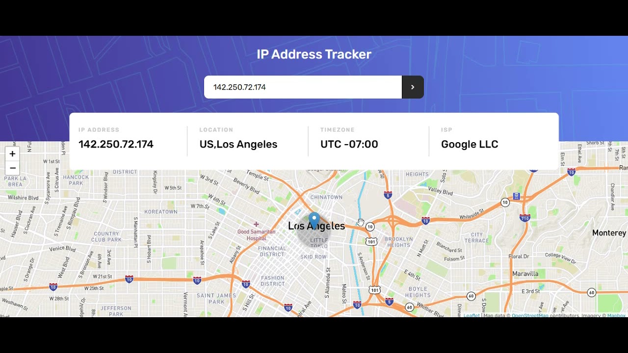 IP Tracker (HTML, CSS, Vanilla JS using API)