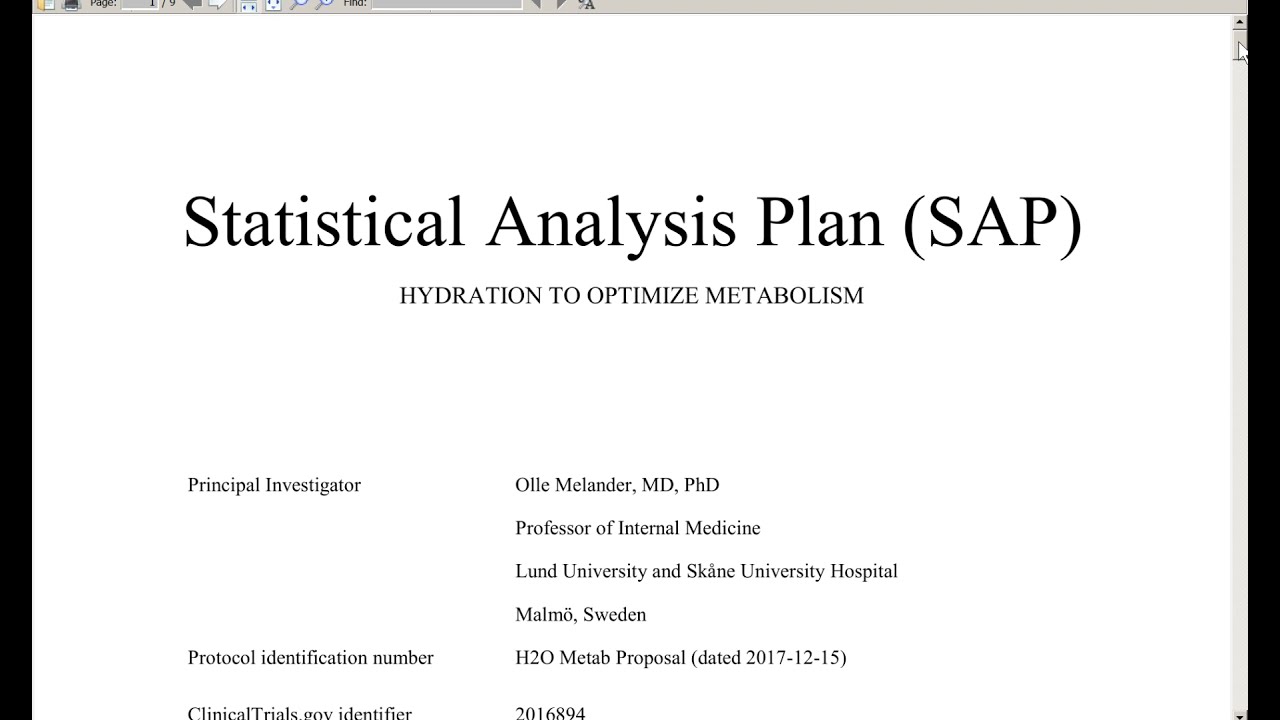 Statistical Analysis Plan (SAP)