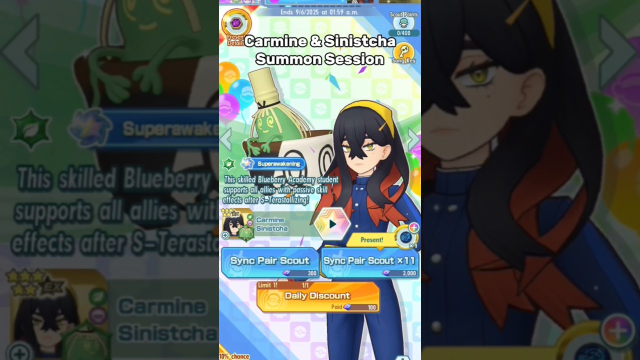 Carmine & Sinistcha Summoning Session | Carmine Poké Fair Scout in Pokémon Masters EX