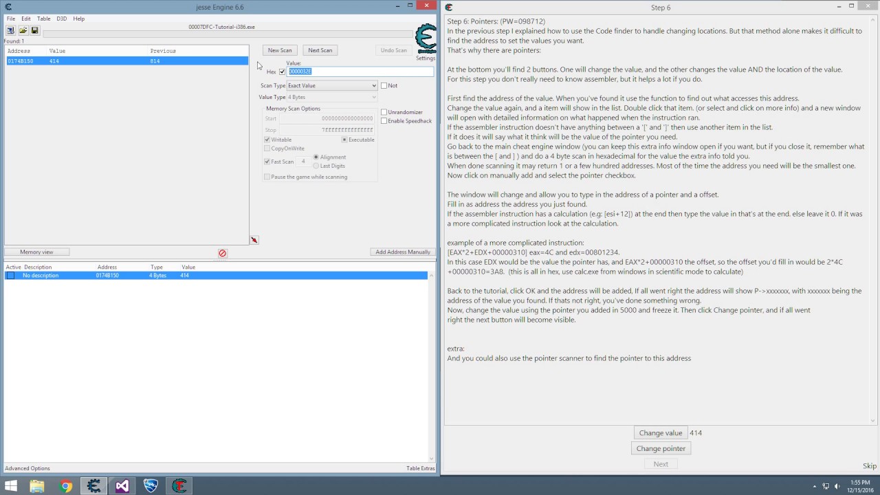Introduction to Cheat Engine - Tutorial Step 6 - Pointer Introduction