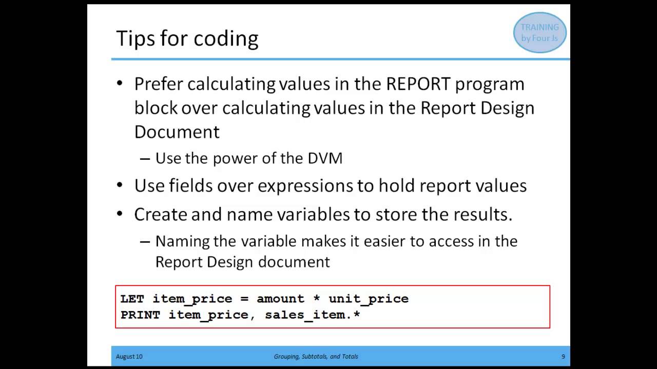 Module 5: Grouping, Totals, and Subtotals