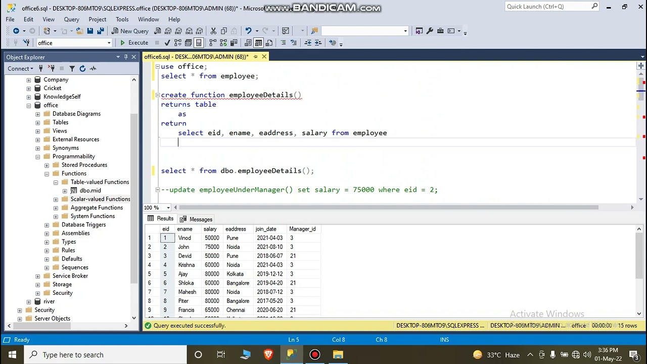 SQL Server interview questions. 3) inline vs multi-statement table valued function.