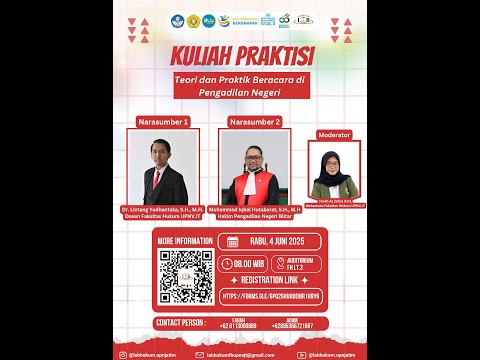 KULIAH PRAKTISI : “Teori dan Praktik Beracara di Pengadilan Negeri”