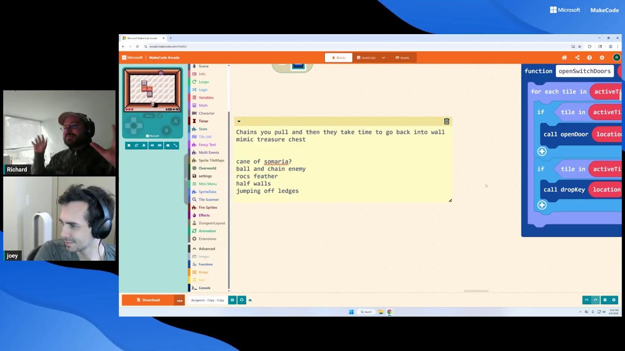 Switches and doors in MakeCode Arcade!