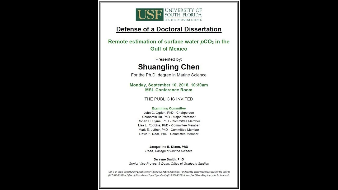 Shuangling Chen, Defense of a Doctoral Dissertation
