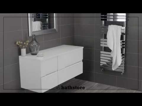 Vermont 800 & 400 gloss white wall mounted vanity unit and 1200 white worktop