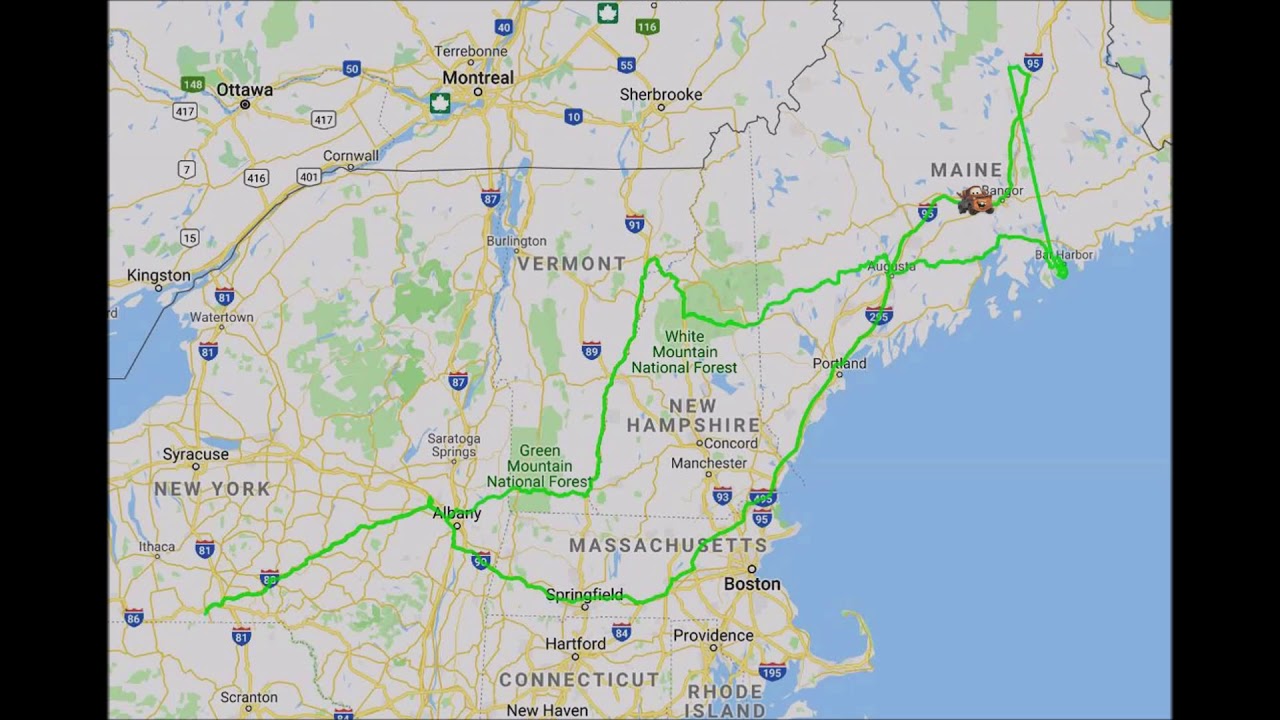 2019 Trip to Maine Route Map Animated 1080p