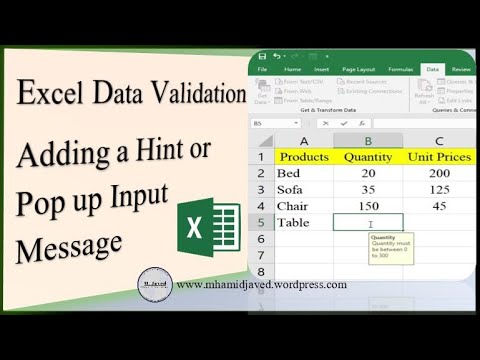 Excel data validation – How to add a hint or pop up input message – M ...