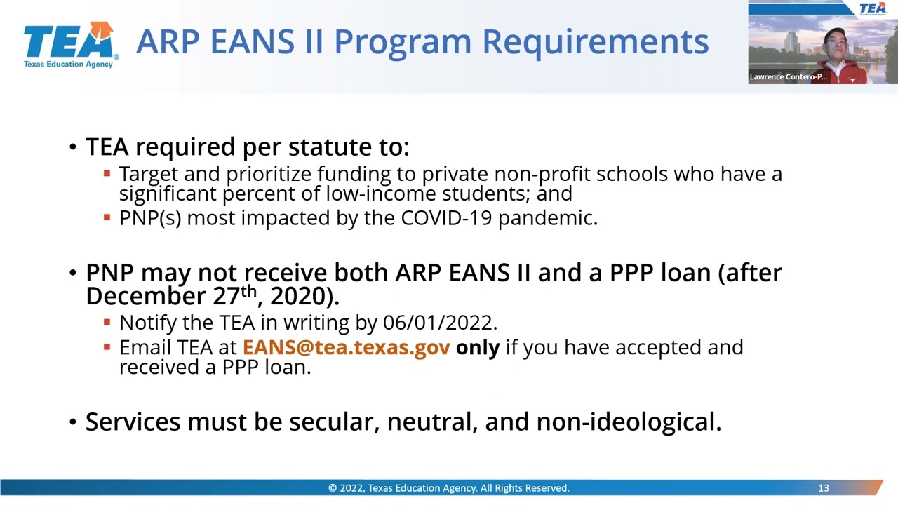 ARP EANS II Overview and Application Statewide Training