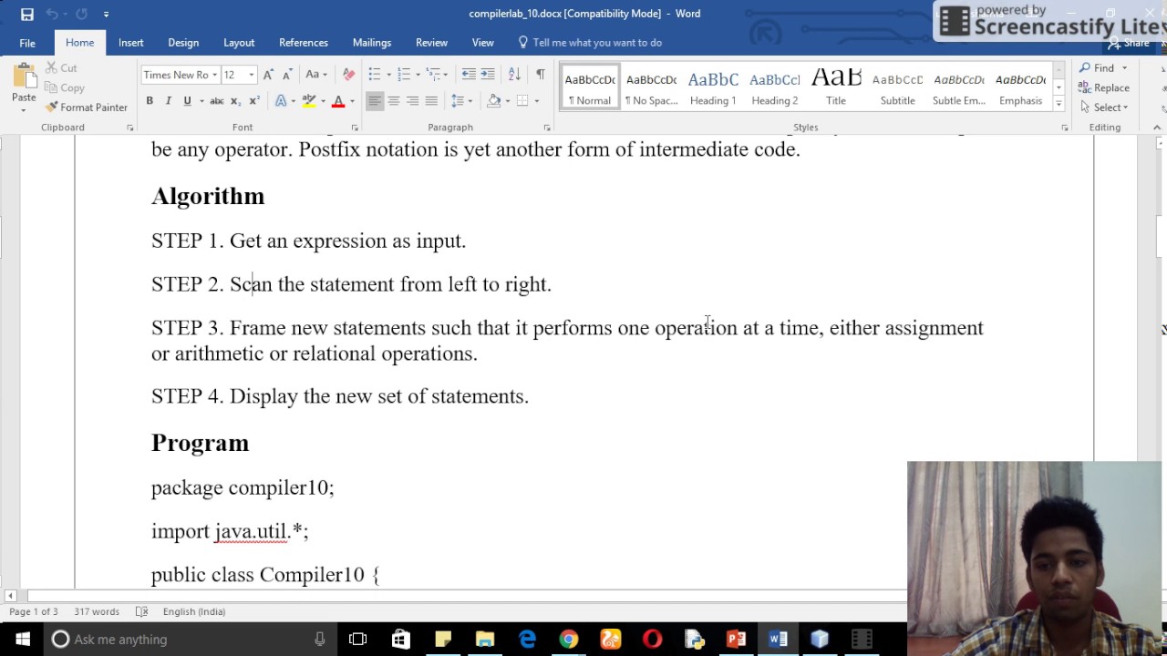 Ex 10 INTERMEDIATE CODE GENERATION