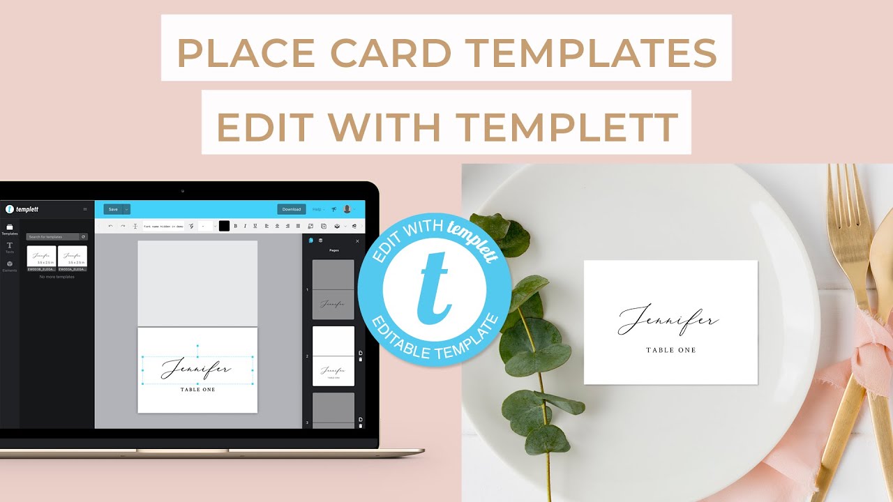 Edit with Templett V2 - Place Card Templates tutorial