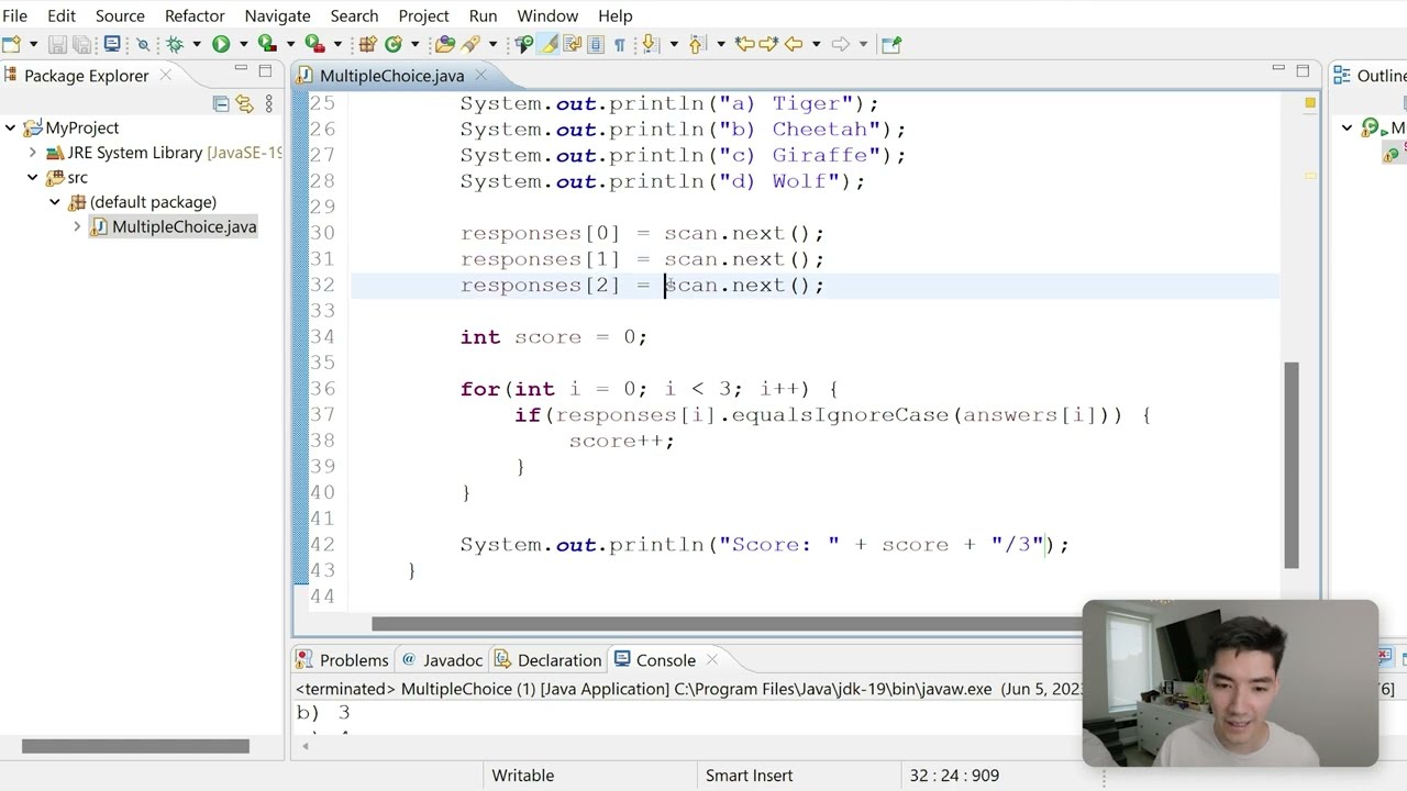Java Multiple Choice Quiz Program Tutorial #31