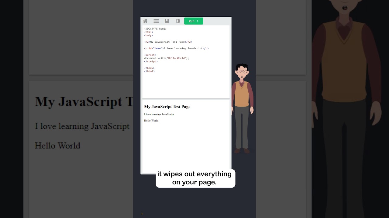JavaScript Output - Part 2 - document.write() - #w3schools #javascript #programming