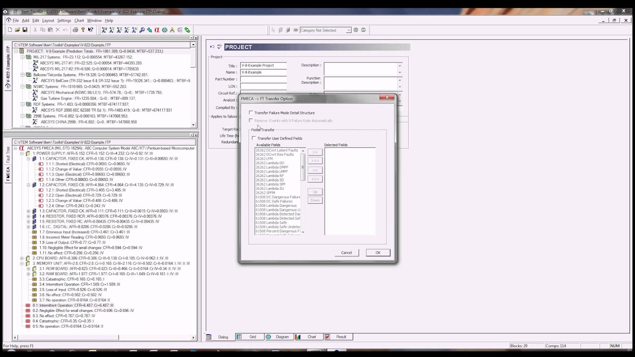 ITEM ToolKit - FMECA/FMEDA to FTA Transfer and Link