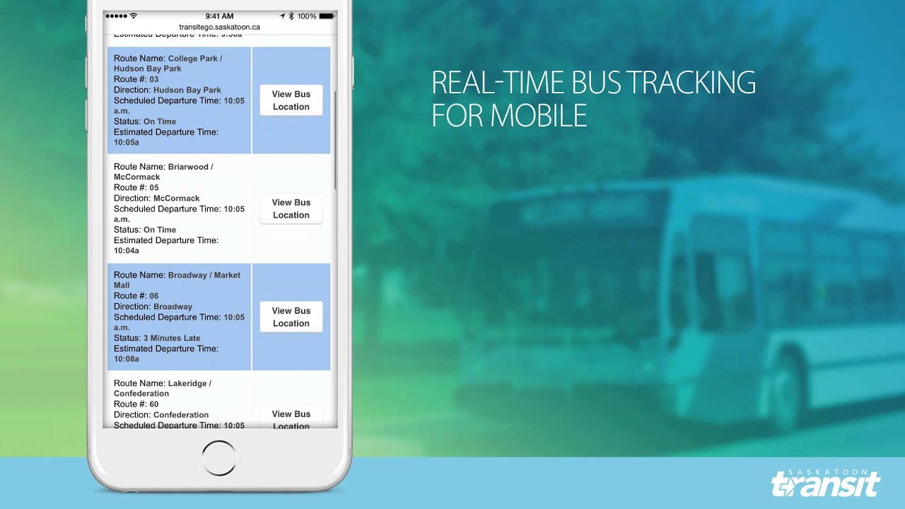 Saskatoon Transit Real time Bus Tracking for Mobile Tutorial