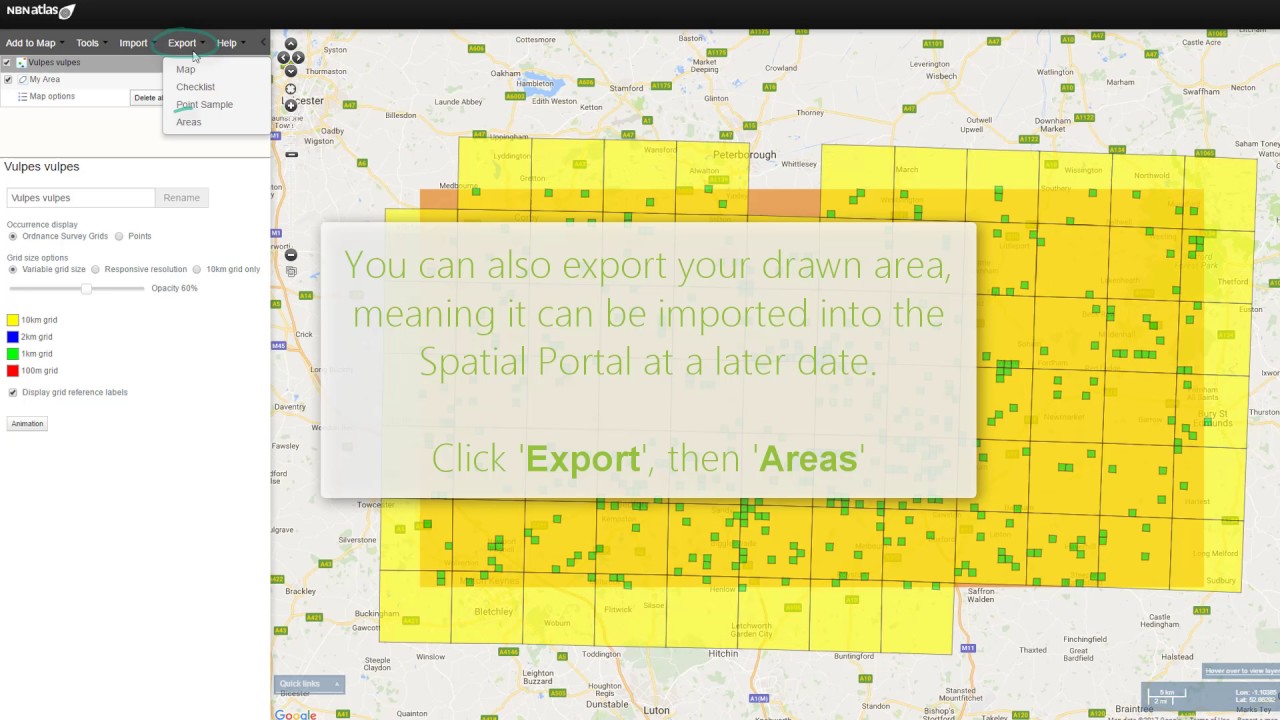 NBN Atlas - Spatial Portal - Exporting Data