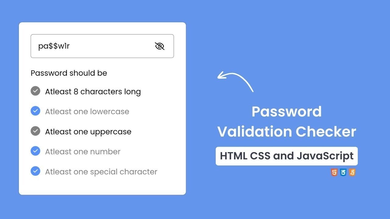 Password Validation Checker in HTML CSS & JavaScript | Doxa Dev