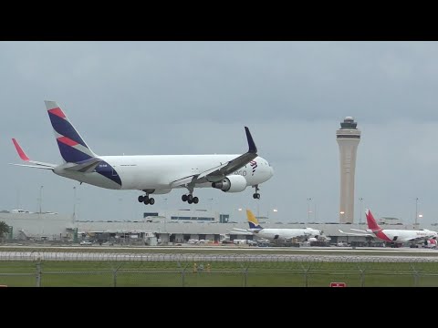 🔴 4K Latam Cargo Boeing 767 Landing in Miami 07/09/2023