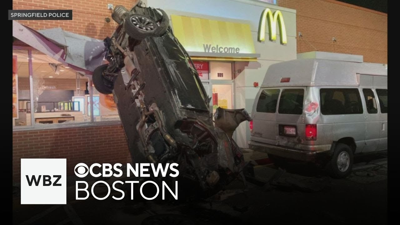 Wild car crash at McDonald's drive-thru in Springfield