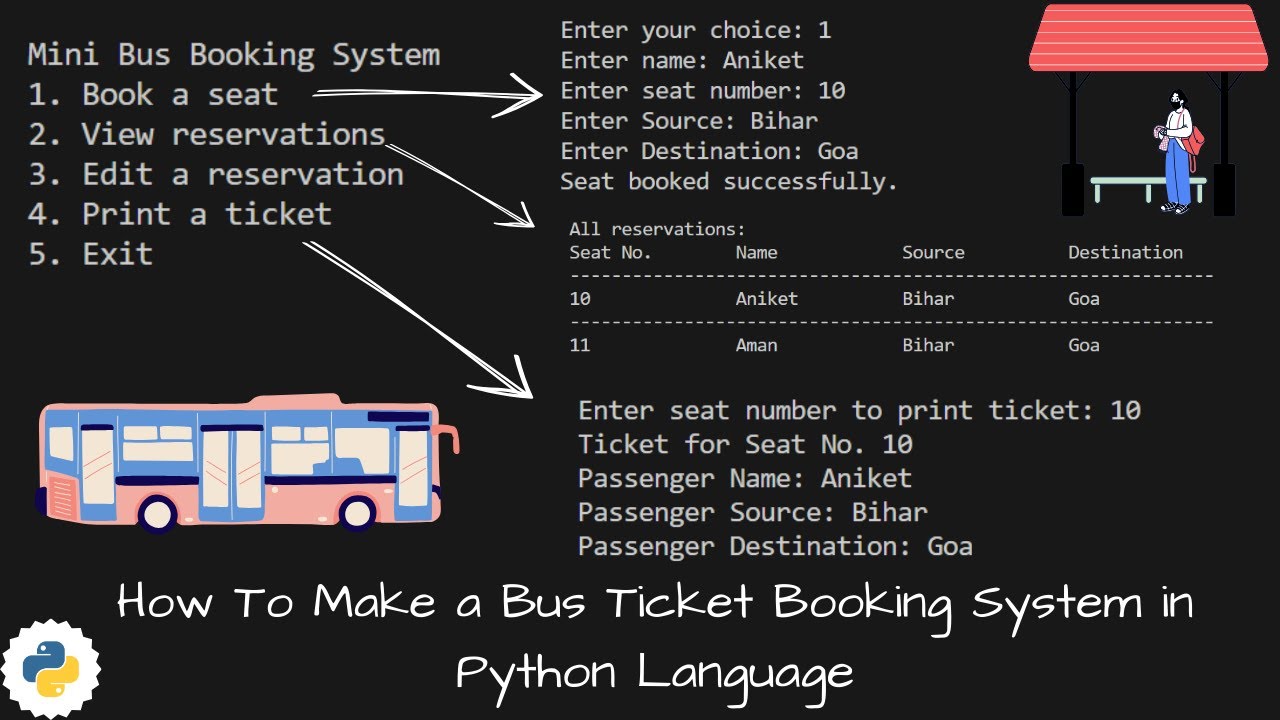 Bus Ticket Booking System using python language || Python Language Project