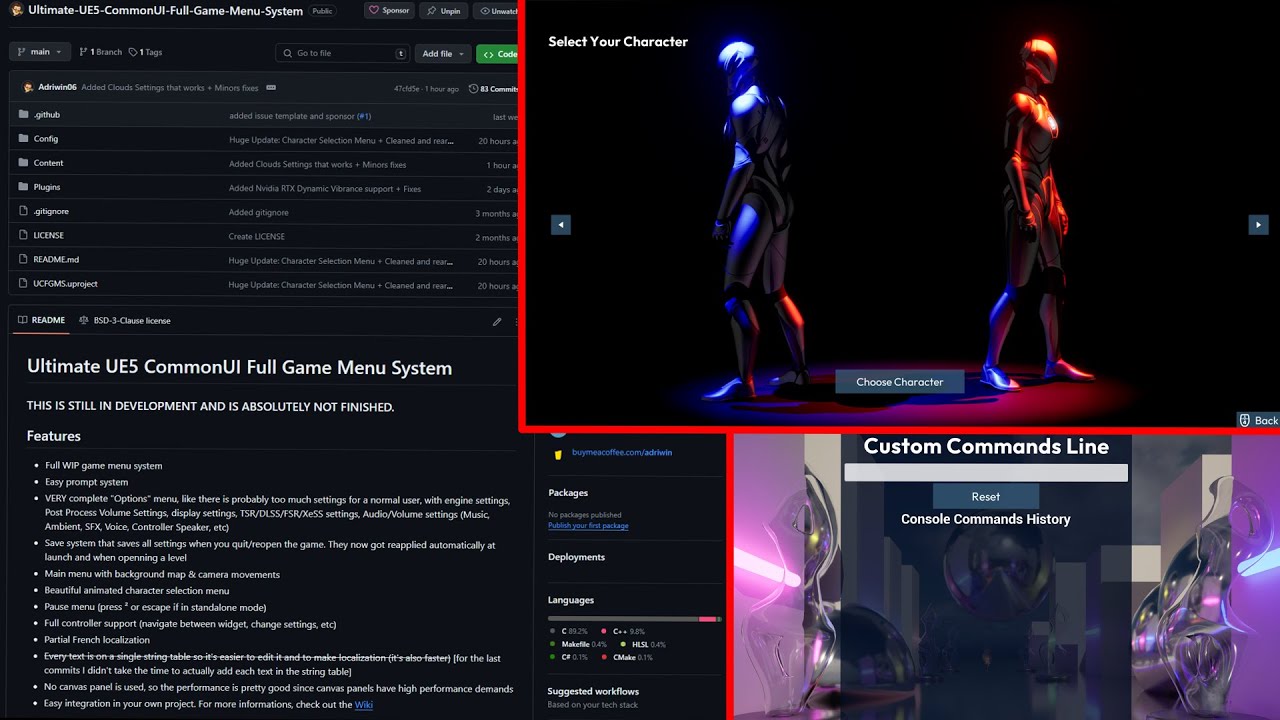 Update on my Github CommonUI Menu System
