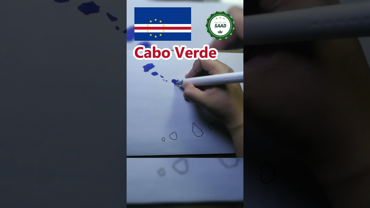Cabo Verde flag map drawing | Desenho do mapa da bandeira de Cabo Verde
