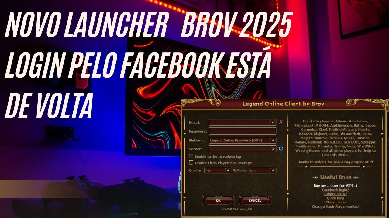 LEGEND ONLINE BR - NOVO LAUNCHER BROV 2025 + LOGIN PELO FACEBOOK VOLTOU
