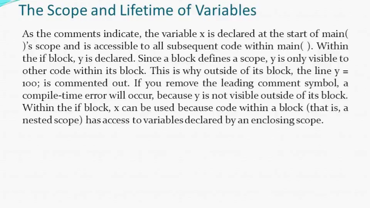 Variables - Java  (Declaring, Dynamic Initialization, The Scope and Lifetime of Variables)