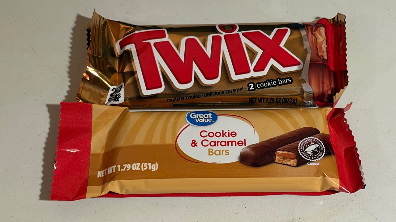 Twix and Great Value’s Cookie & Caramel Bars comparison 