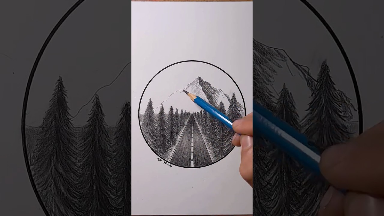 How to Draw a Landscape using Pencils ✨✏️ #art #drawing #shorts