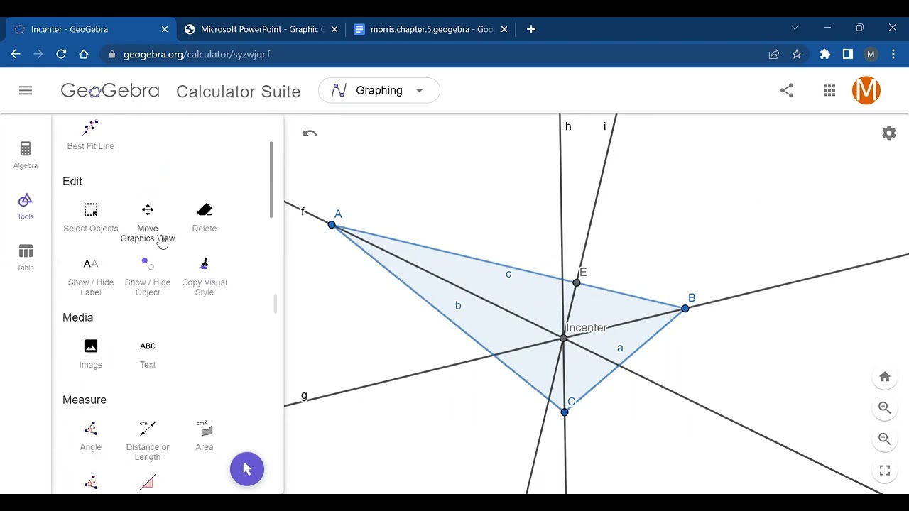 6. Construction of Incenter using GeoGebra