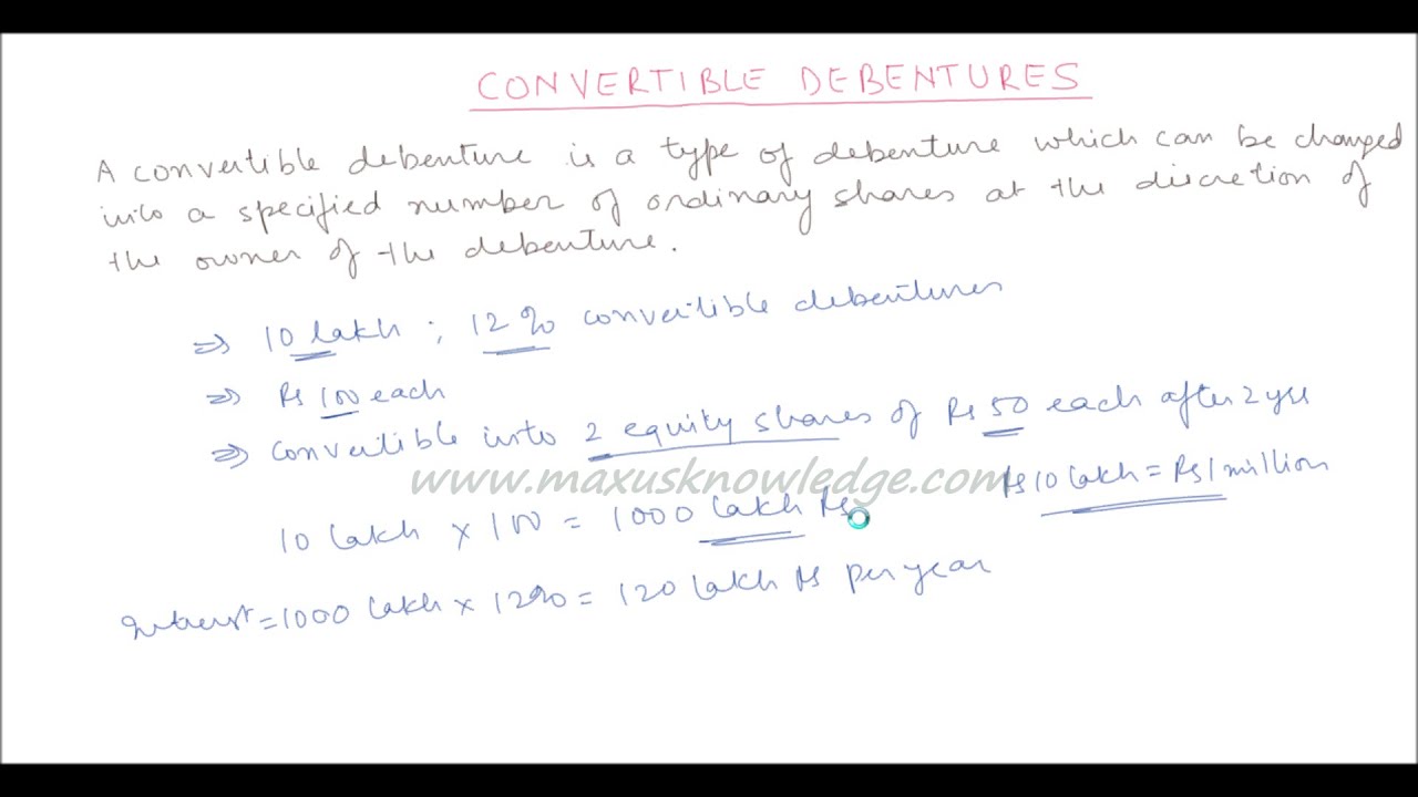 Bill of Convertible Debentures - Debentures in accounting