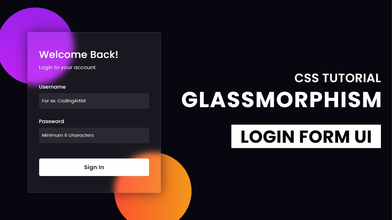 Glassmorphism Form UI | Glassmorphism CSS