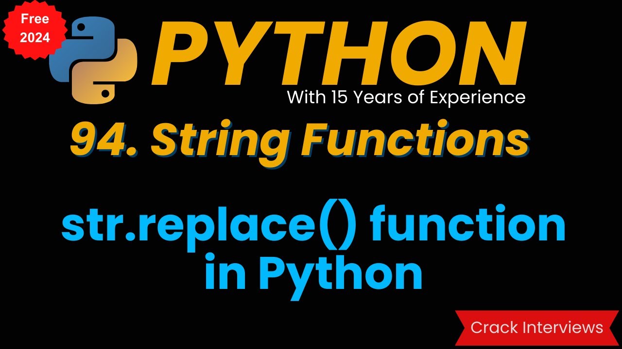 replace function in python | built in functions in python | replace()