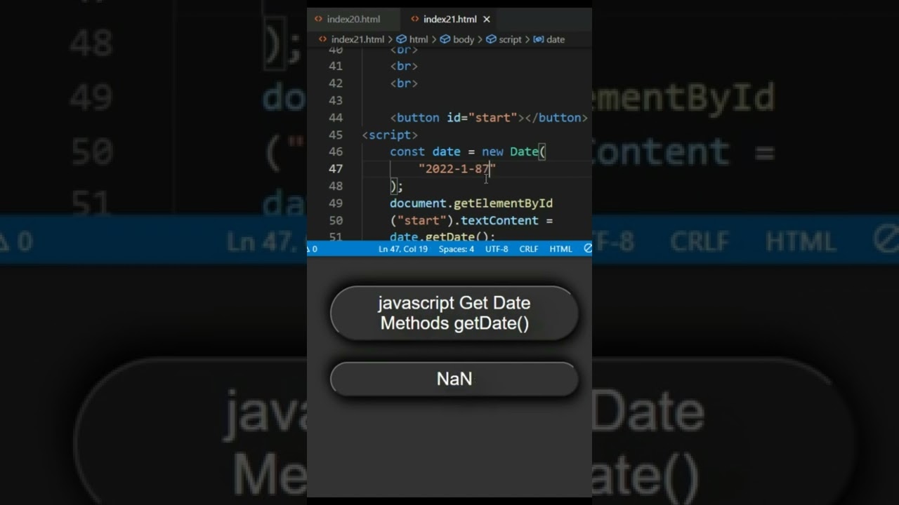 JavaScript Date Method getDate #shorts #html ✔