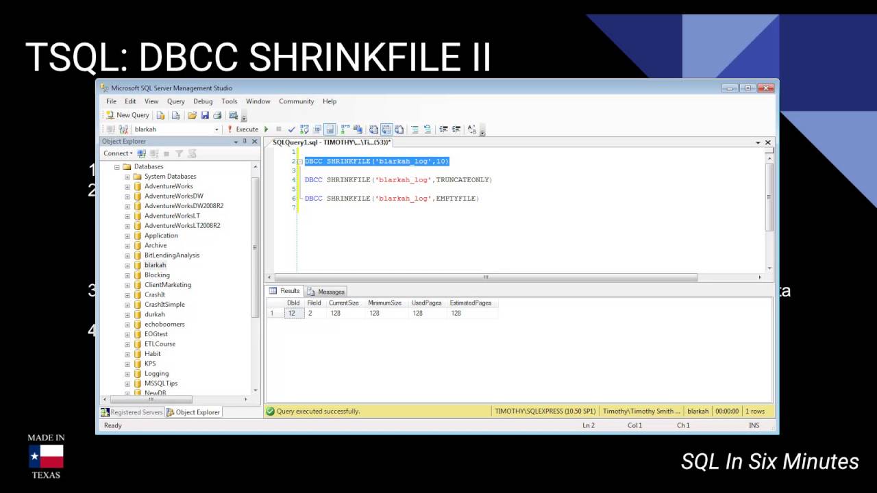 TSQL: DBCC SHRINKFILE Part II
