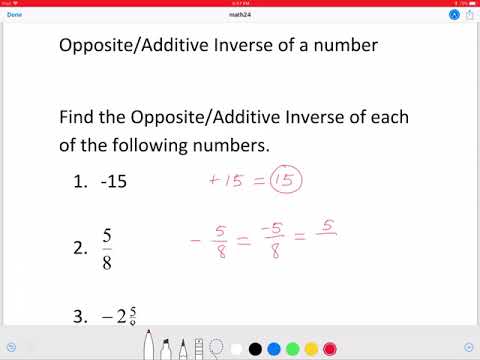 Opposite (Additive Inverse) of a number