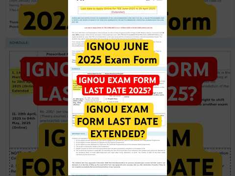 IGNOU EXAM FORM FILL UP LAST DATE😱 Last Date to Apply Online IGNOU June 2025 Exam Form? #ignou #yt