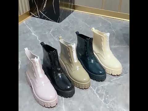 Boots Women Garden Galoshes Comfort Platform Ankle Rubber Boots Female Waterproof Rain Shoes PVC