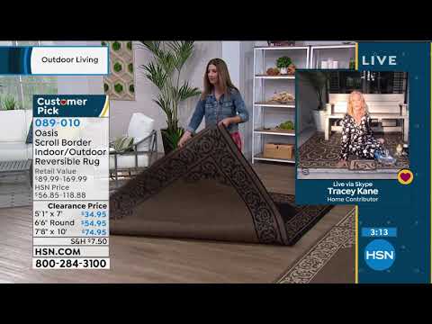Oasis 5'1" x 7' Scroll Border Indoor/Outdoor Reversible ...